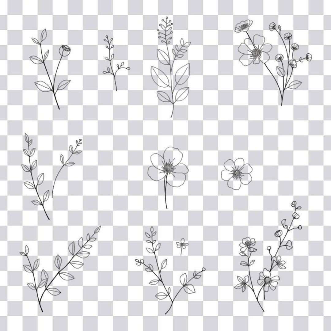 Minimalistic Botanical Grid Art Digital Download – Elegant Black Line ...