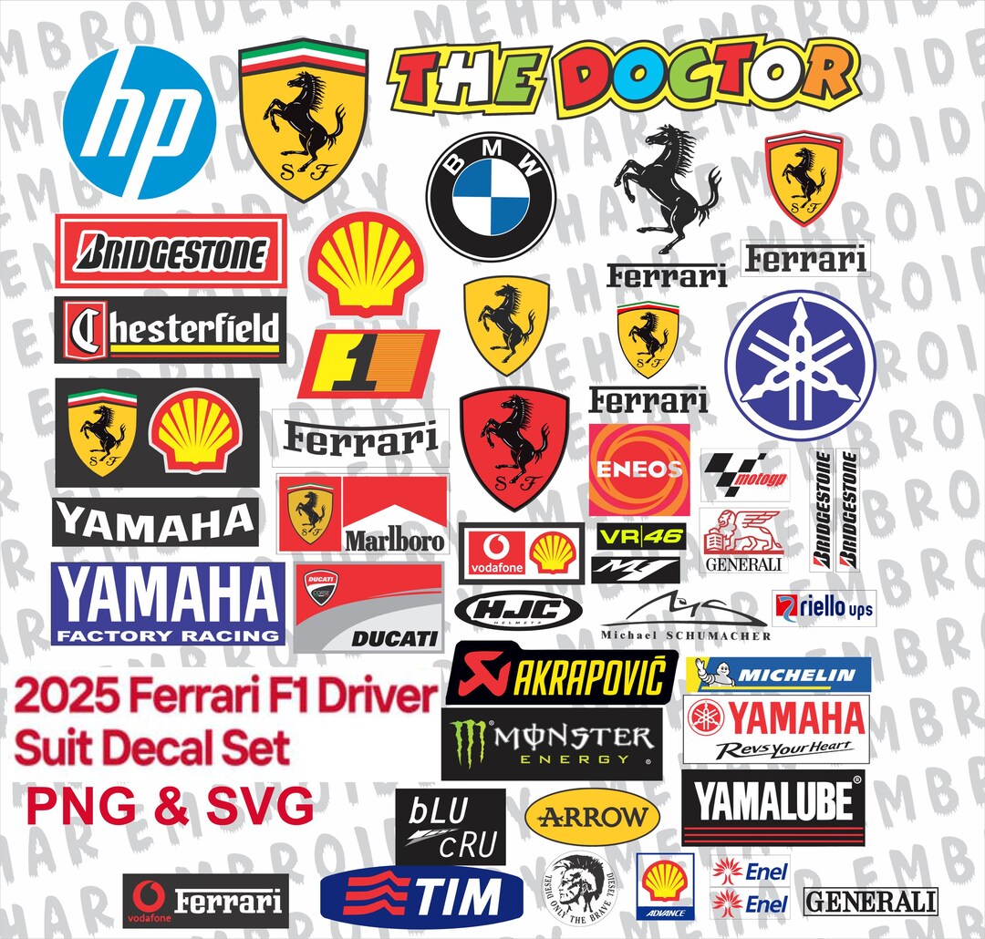 Ferrari 2025 Formula 1 Sponsor Logo Decals for Ferrari Racer Suit ...