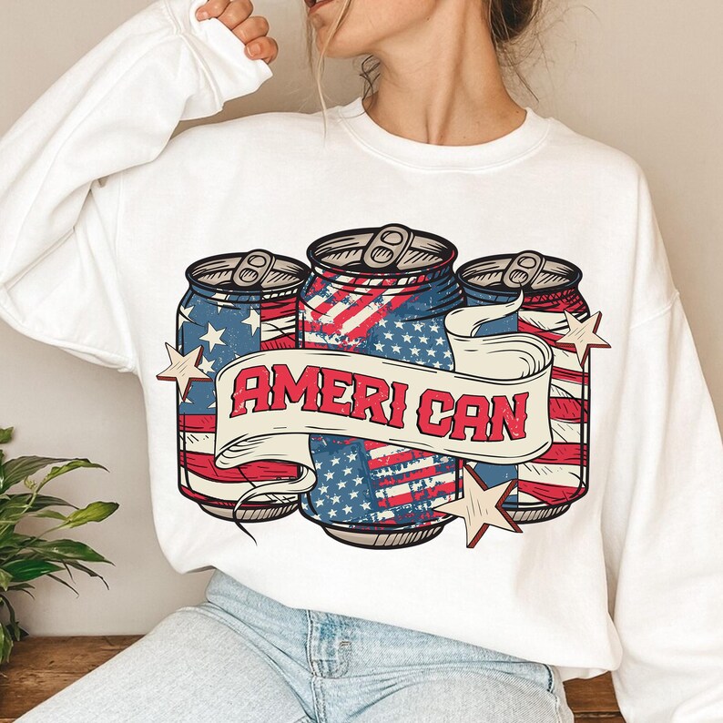 American PNG, Patriotic Beer Can PNG, Funny USA 4th of July Png, Retro Grunge American Flag ...