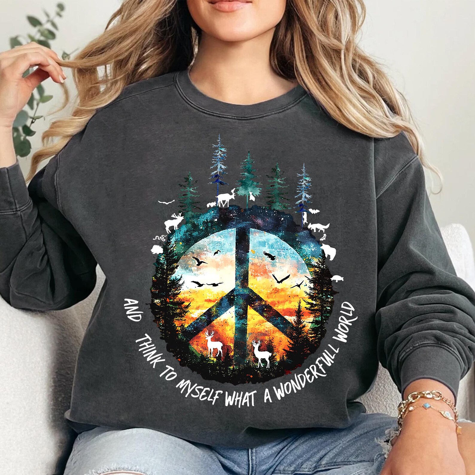 What a Wonderful World Peace Symbol PNG - Nature-inspired Digital ...
