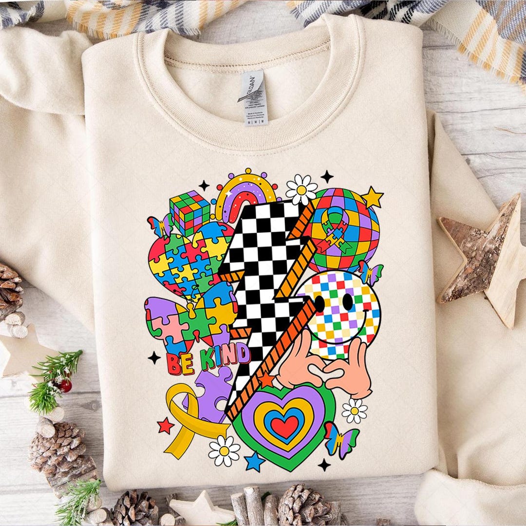 Retro Lightning Bolt Autism Awareness PNG, Autism Awareness Png, Autism ...