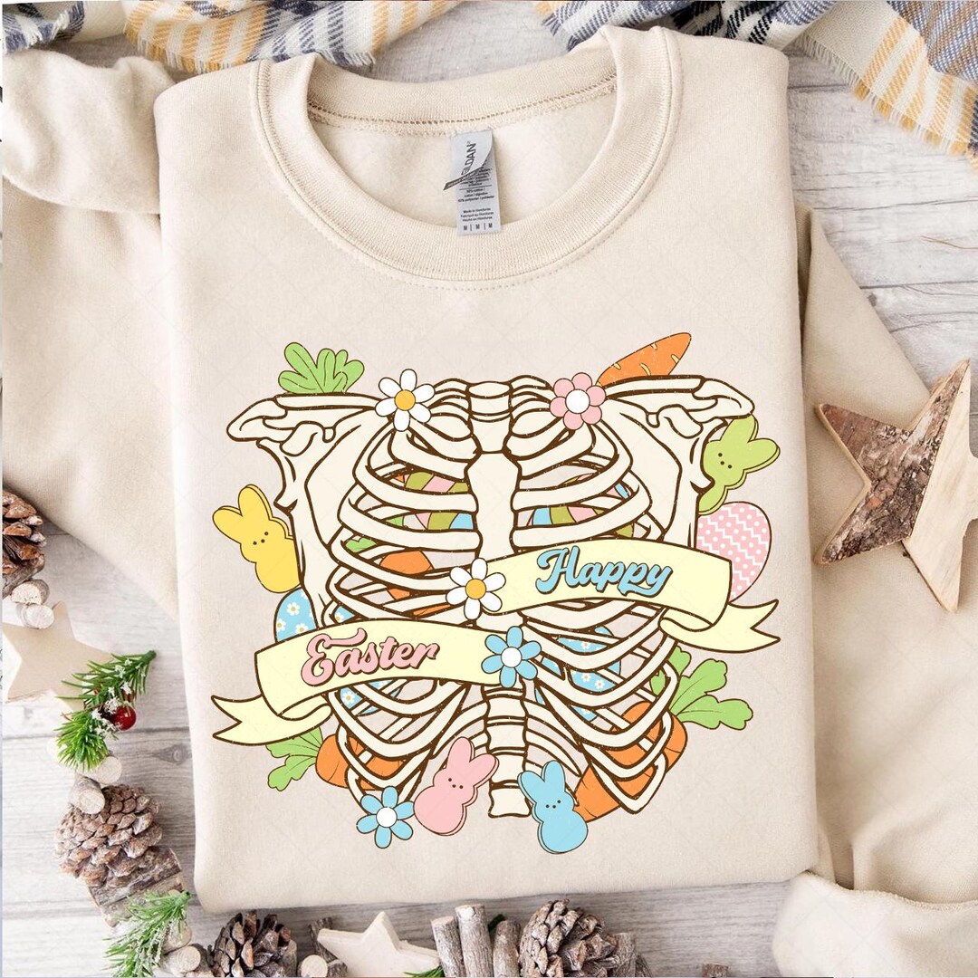 Easter Skeleton Png, Sublimation Png, Bunny, Flower, Easter Day, Bunny ...