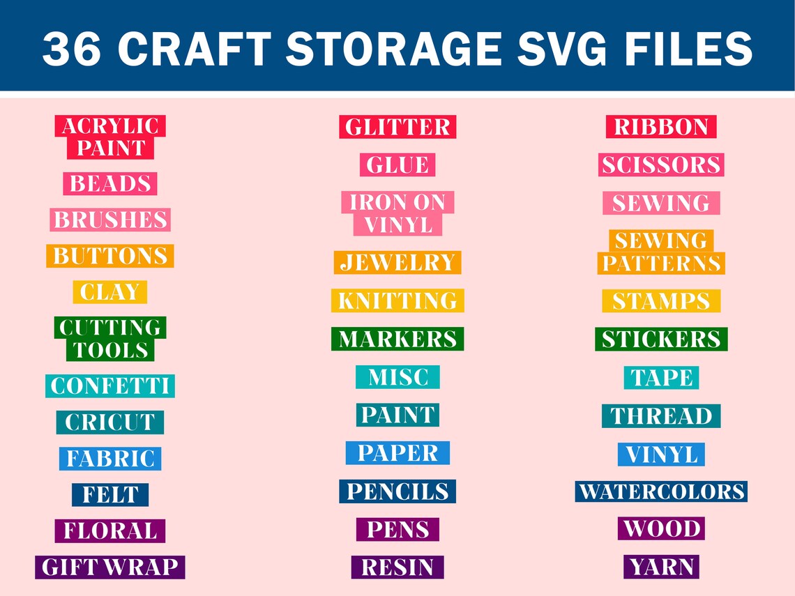 Craft Room Labels | SVG Organization Labels Download - Etsy