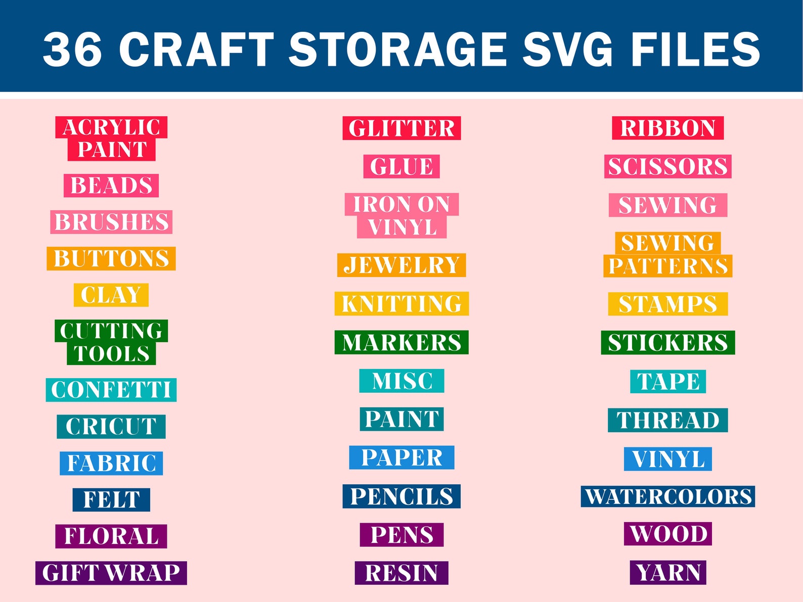 Craft Room Labels | SVG Organization Labels Download - Etsy
