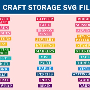 Craft Room Labels | SVG Organization Labels Download - Etsy