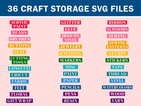 Craft Room Labels SVG Organization Labels Download - Etsy