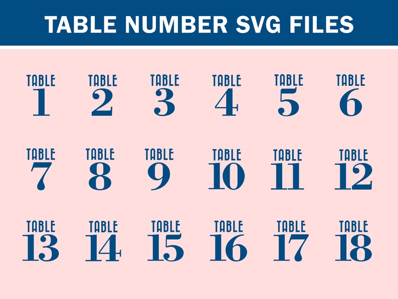 Table Number Download | SVG Wedding Decor - Etsy