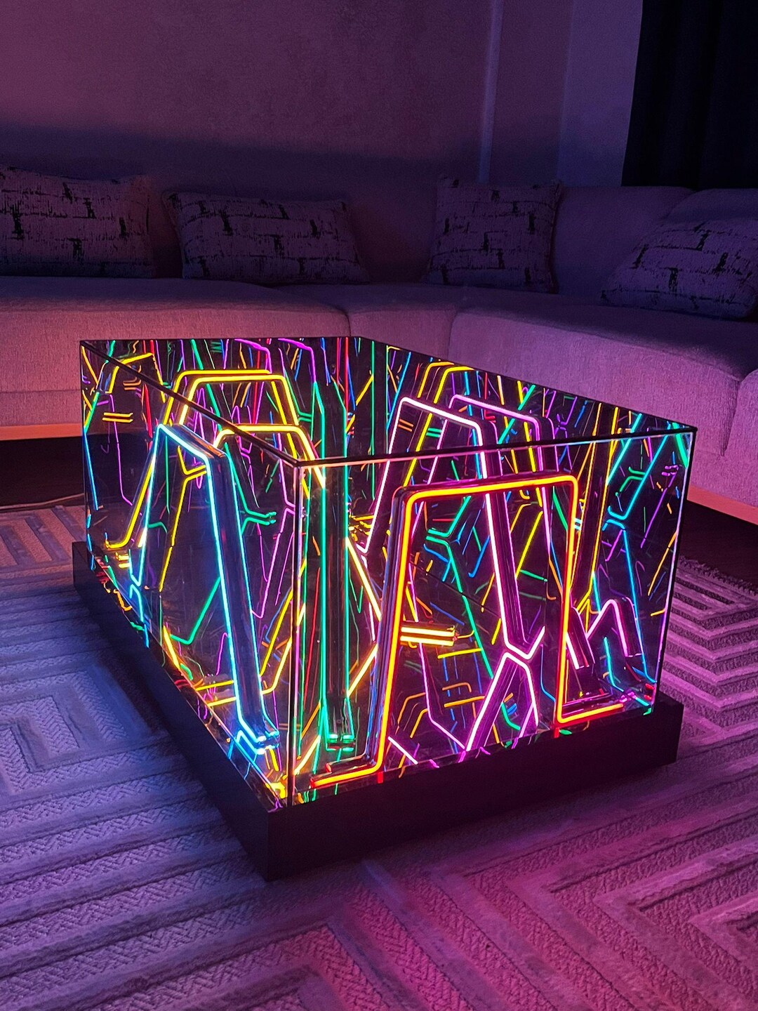 Modern LED Neon Coffee Table: Custom Light-up Acrylic Table-colorful ...