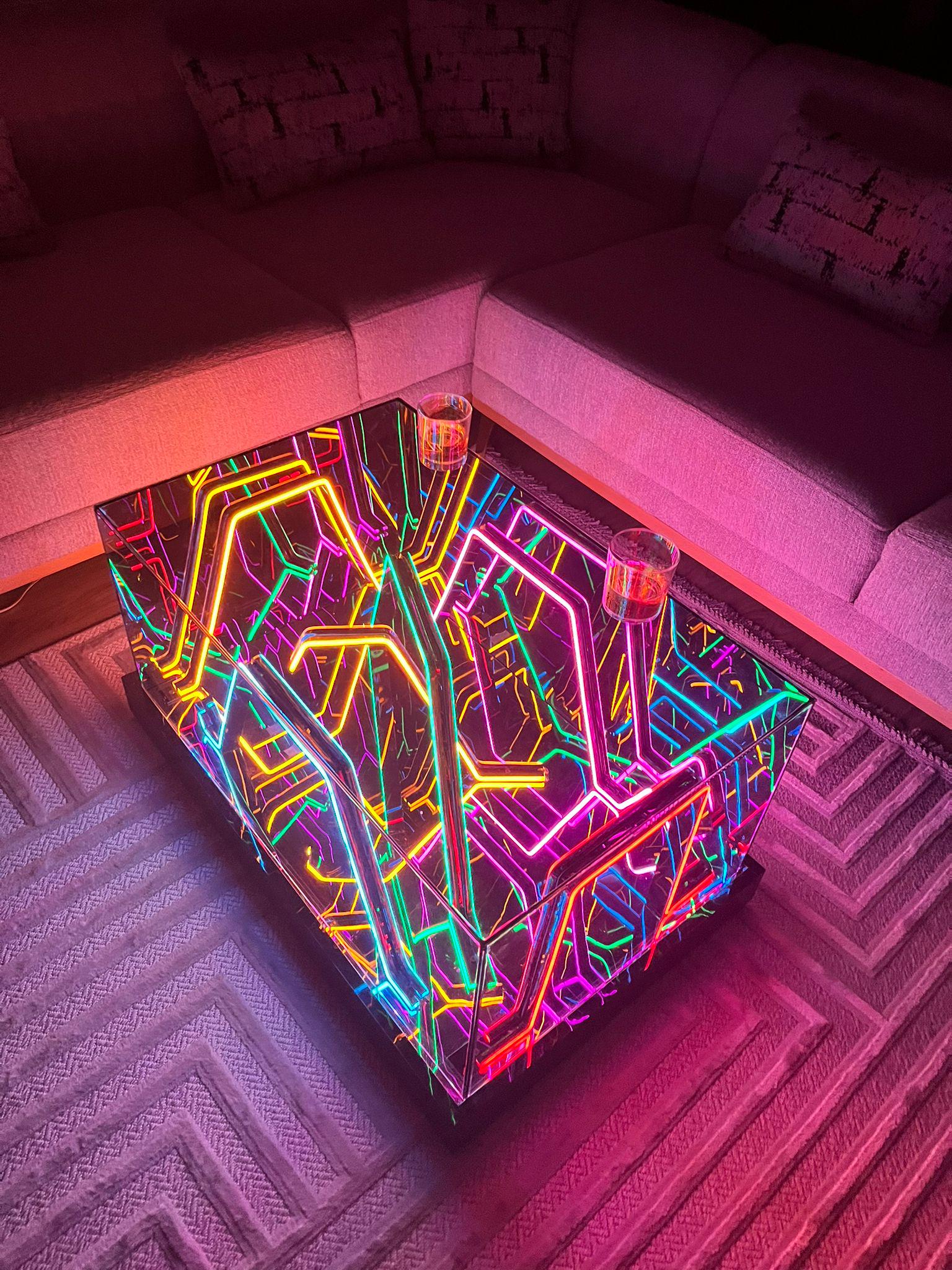 Modern LED Neon Coffee Table: Custom Light-up Acrylic Table-colorful ...