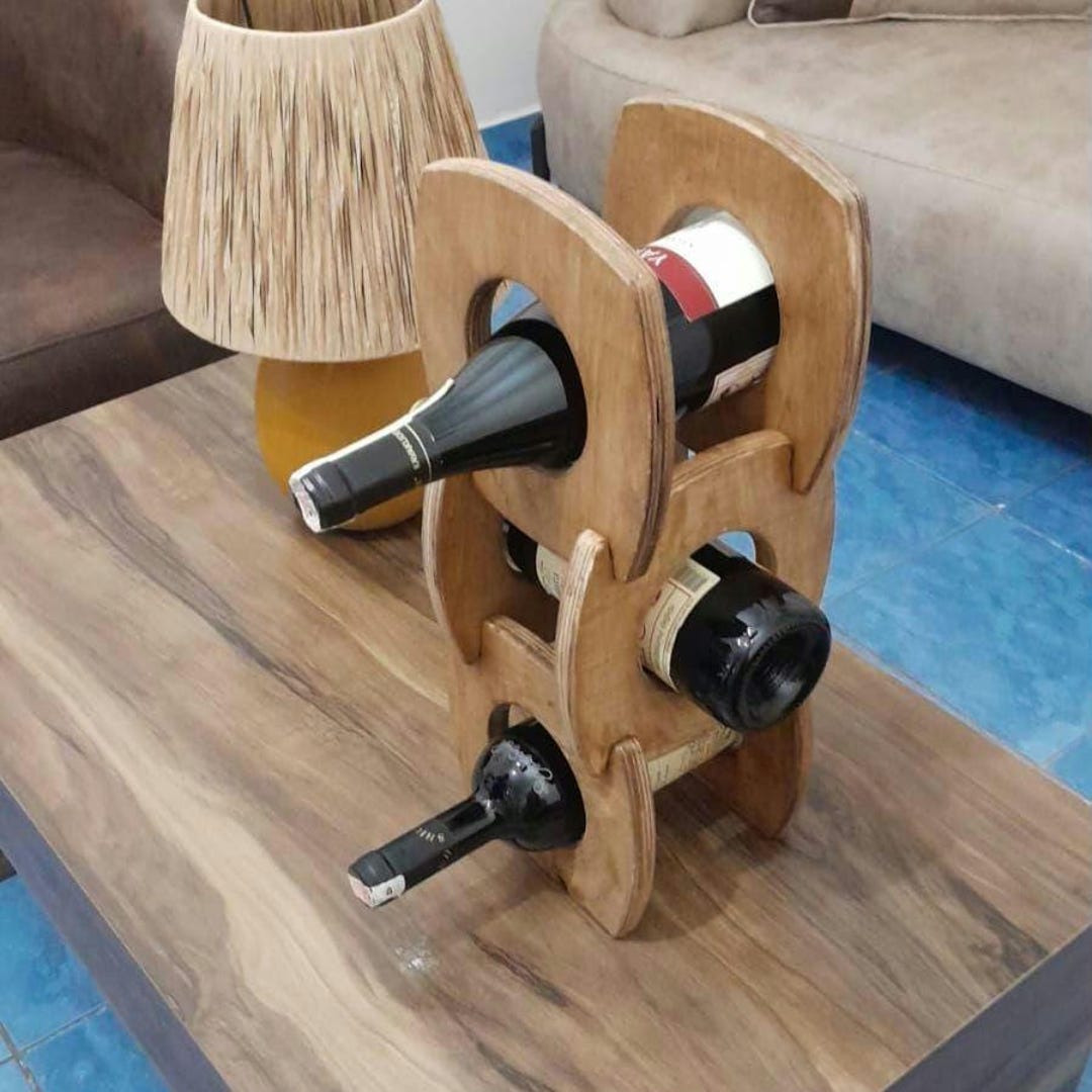 Porta-vinhos de madeira CNC rústico - ideal para amantes de vinho ...