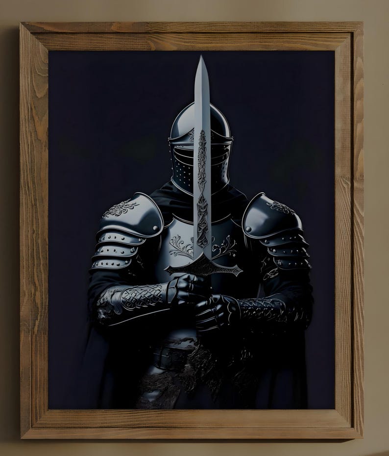 Medieval Knight | Realistic Dark Knight Digital Art Print - Etsy