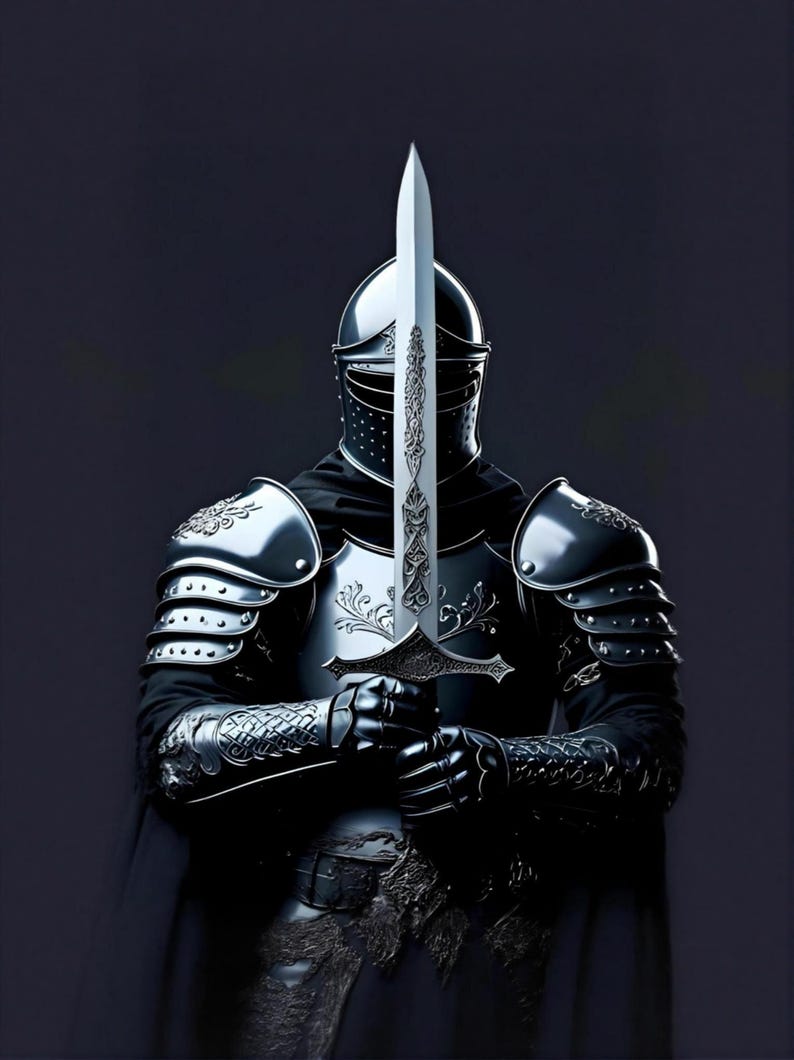 Medieval Knight | Realistic Dark Knight Digital Art Print - Etsy