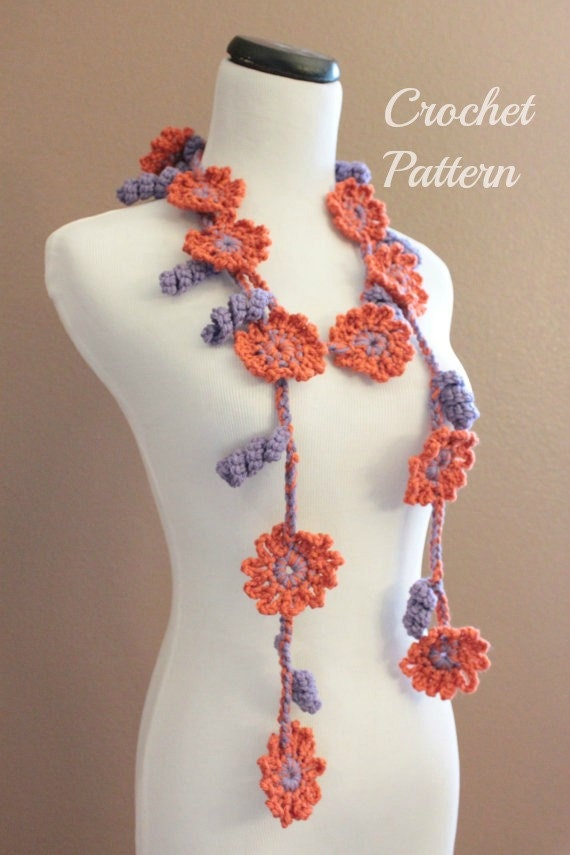 CROCHET PATTERN Crochet Flower Scarf Pattern Crochet Scarf - Etsy