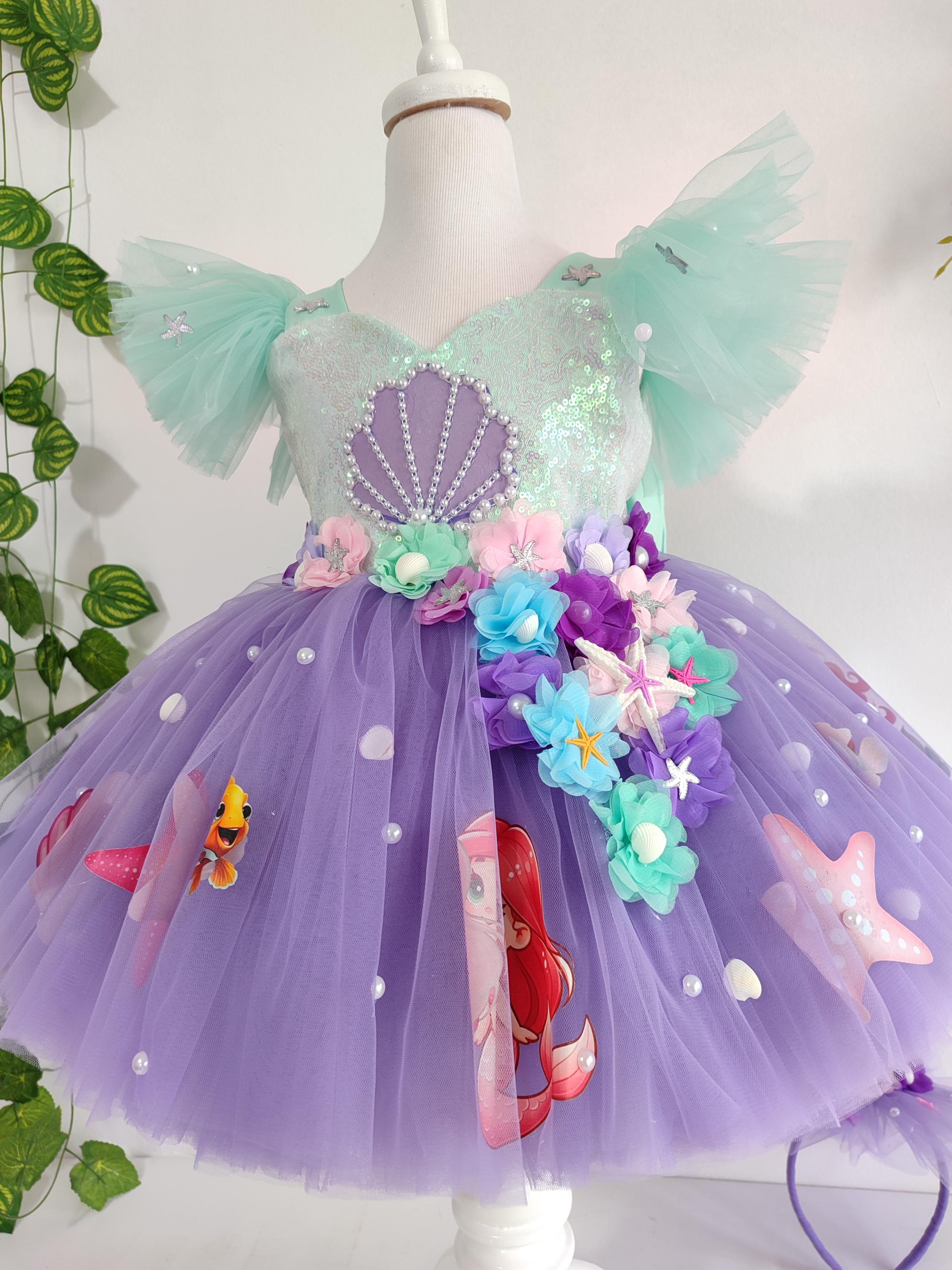 Mermaid Costume Dress: Birthday Party Outfit With Hair Bow - Etsy