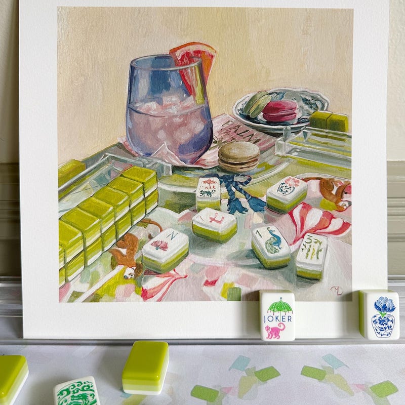 Hand Painted Mah Jong Set - Etsy