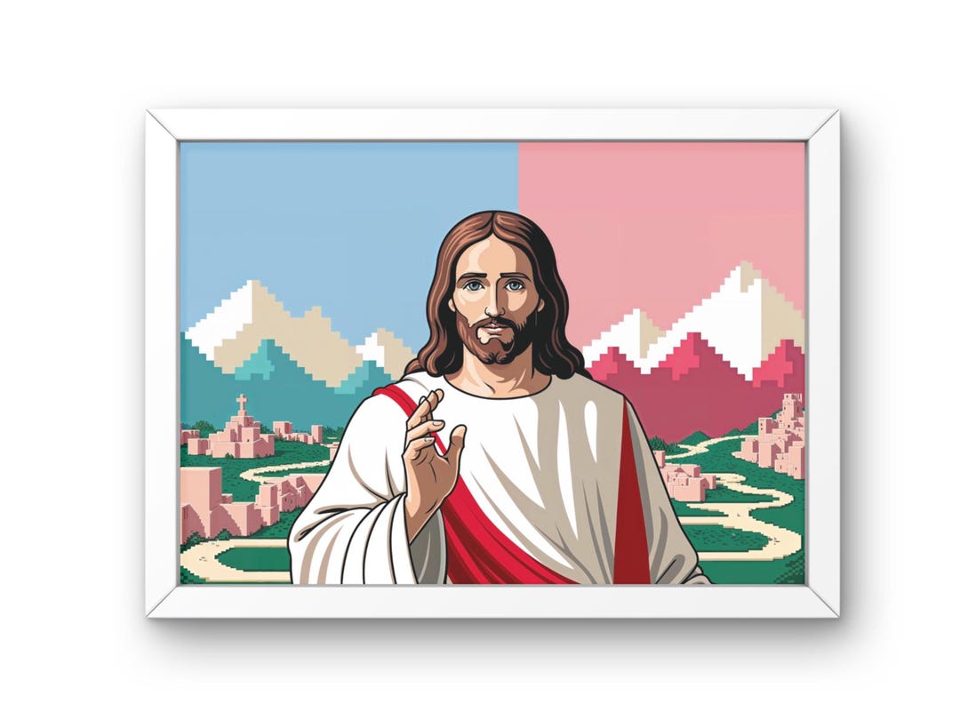 Pixel Art Jesus | Christian Wall Decor for Kids | Retro 8-bit Jesus ...