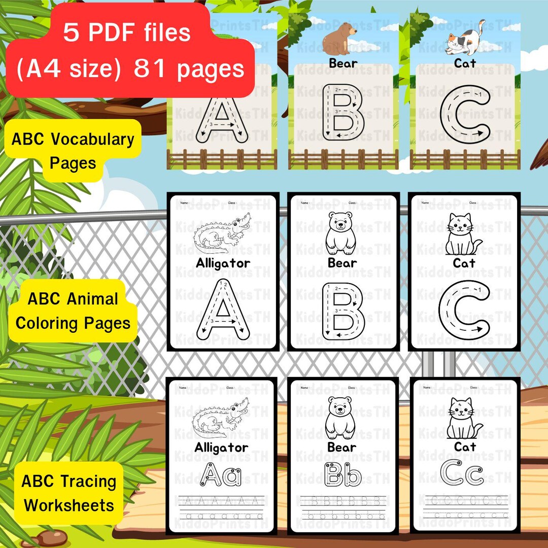 ABC Zoo Learning Pack | Printable Animal Alphabet Tracing & Coloring ...