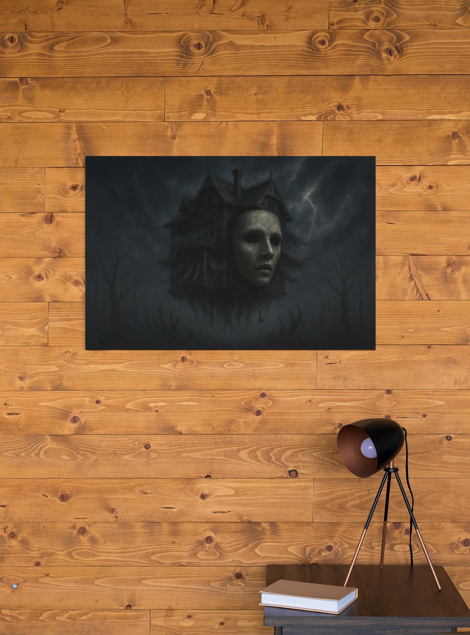 Gothic Mask Print, Haunted House Surreal Wall Art, Dark Fantasy Horror ...