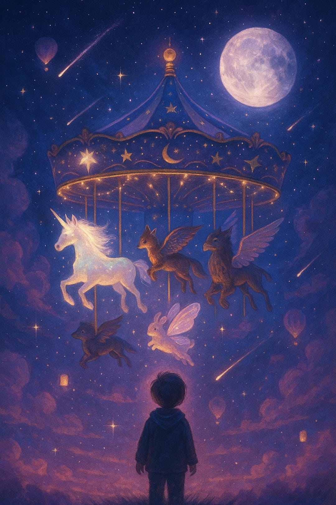 Magical Carousel of Stars – Dreamy Fantasy Wall Art for Kids’ Rooms ...