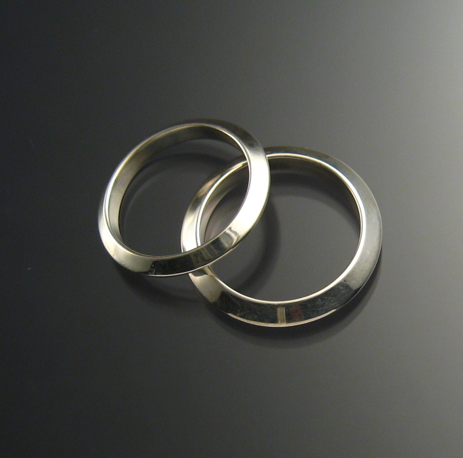 Sterling Silver Triangular Wedding Bands His and Hers Made to - Etsy
