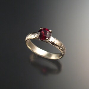 Garnet Natural Raspberry Rhodolite Garnet Wedding Ring 14k White Gold ...