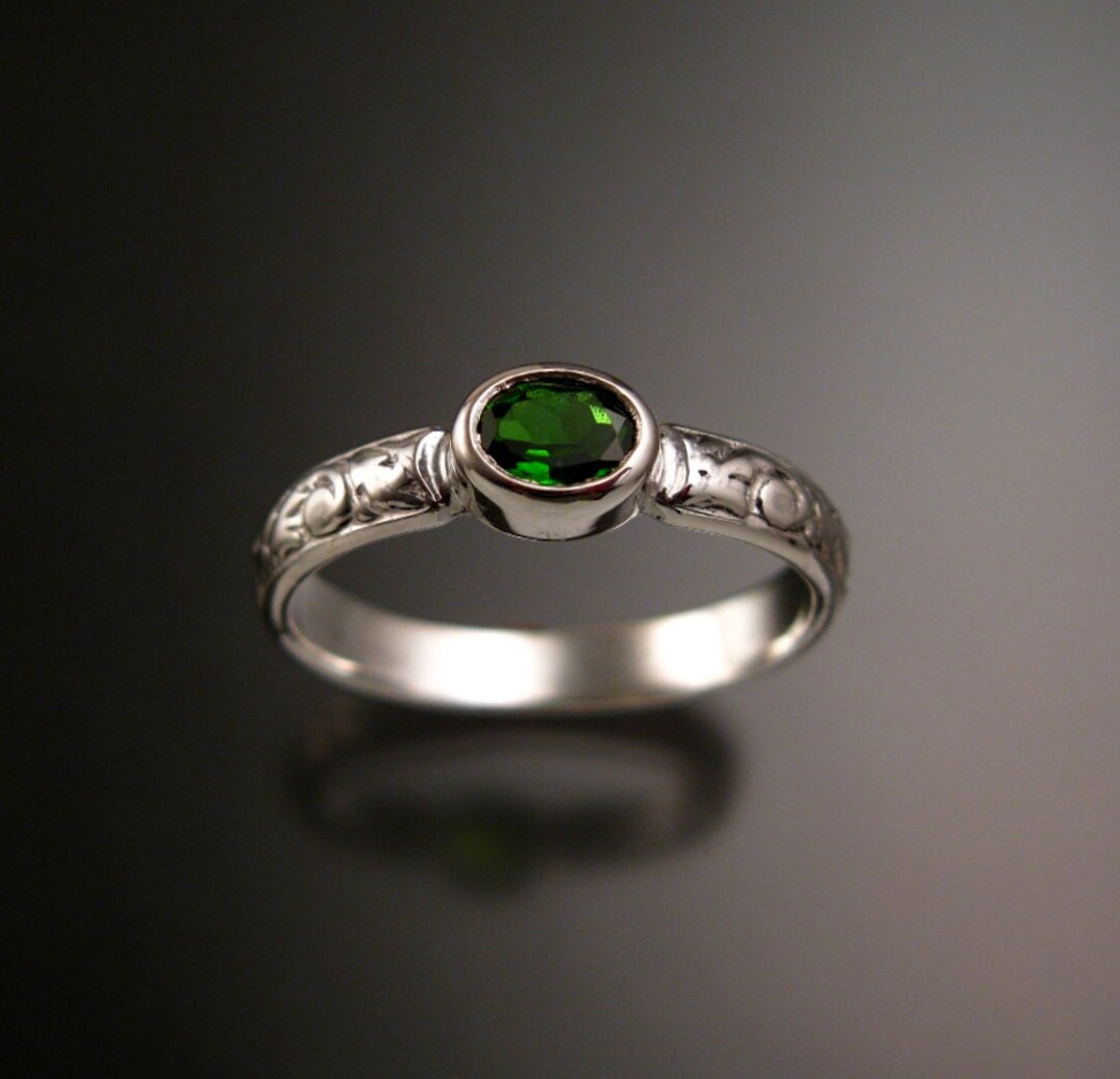 Chrome Diopside Ring Sterling Silver Emerald Substitute With Bezel Set ...