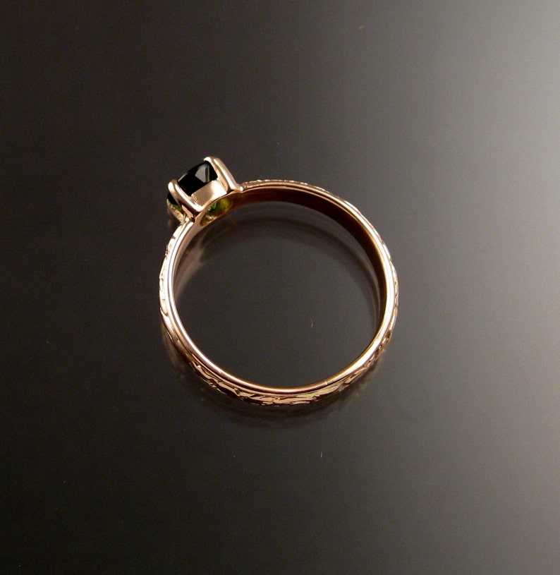 Green Tourmaline Wedding Ring 14k Rose Gold Emerald Substitute ...