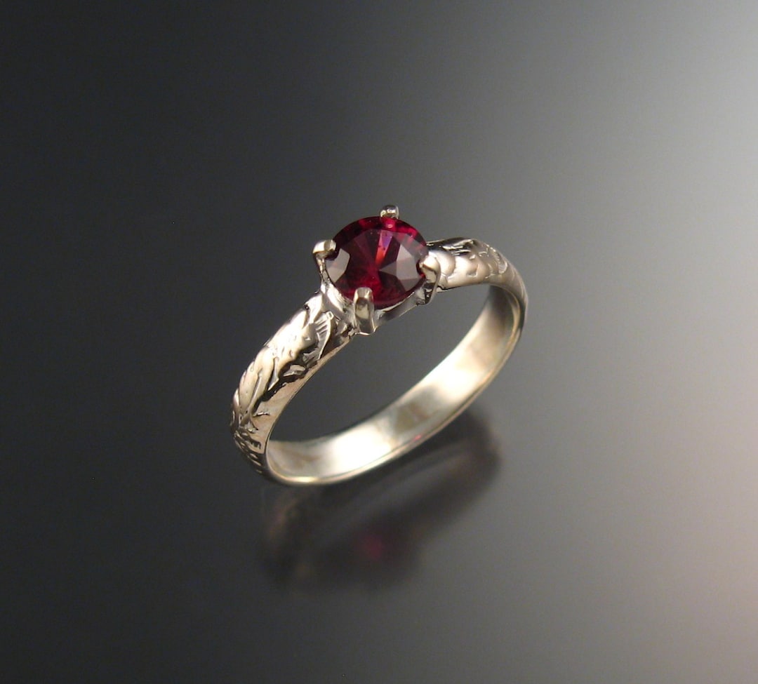 Garnet Natural Raspberry Rhodolite Garnet Wedding Ring 14k White Gold ...