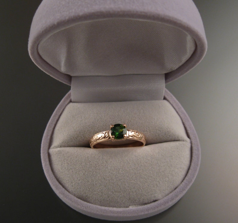 Green Tourmaline Wedding Ring 14k Rose Gold Emerald Substitute ...