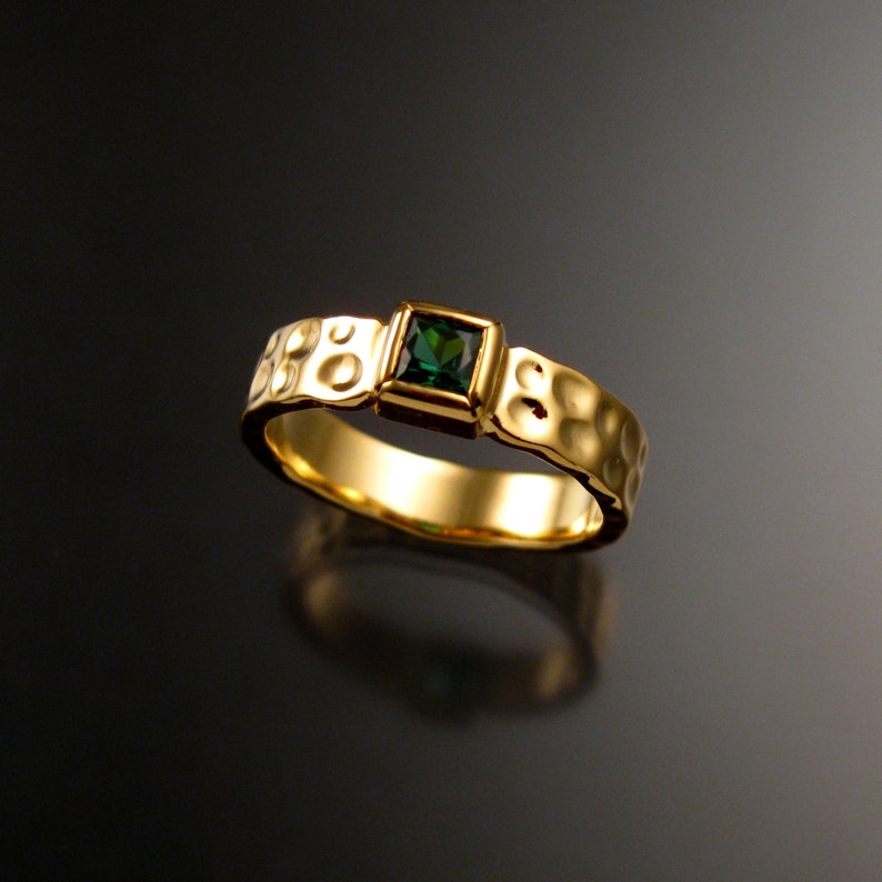 Green Tourmaline Square Moonscape Ring Emerald Substitute - Etsy