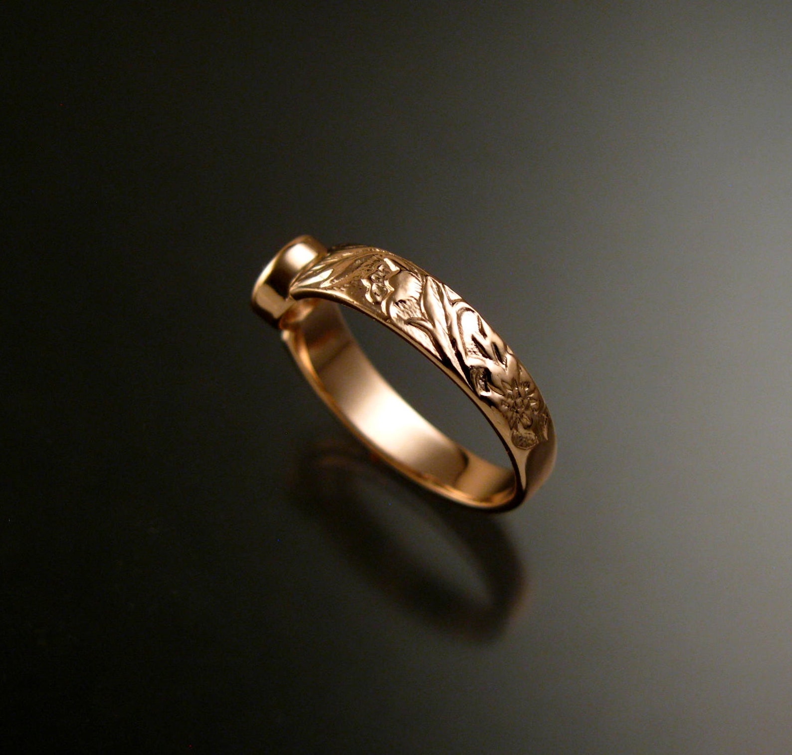 Ruby Rose Gold Flower and Vine Pattern Natural Ruby 14k Pink Gold ...