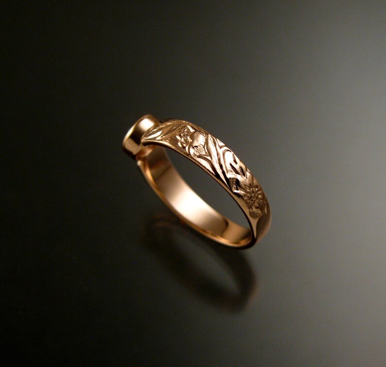 Ruby Rose Gold Flower and Vine Pattern Natural Ruby 14k Pink Gold ...