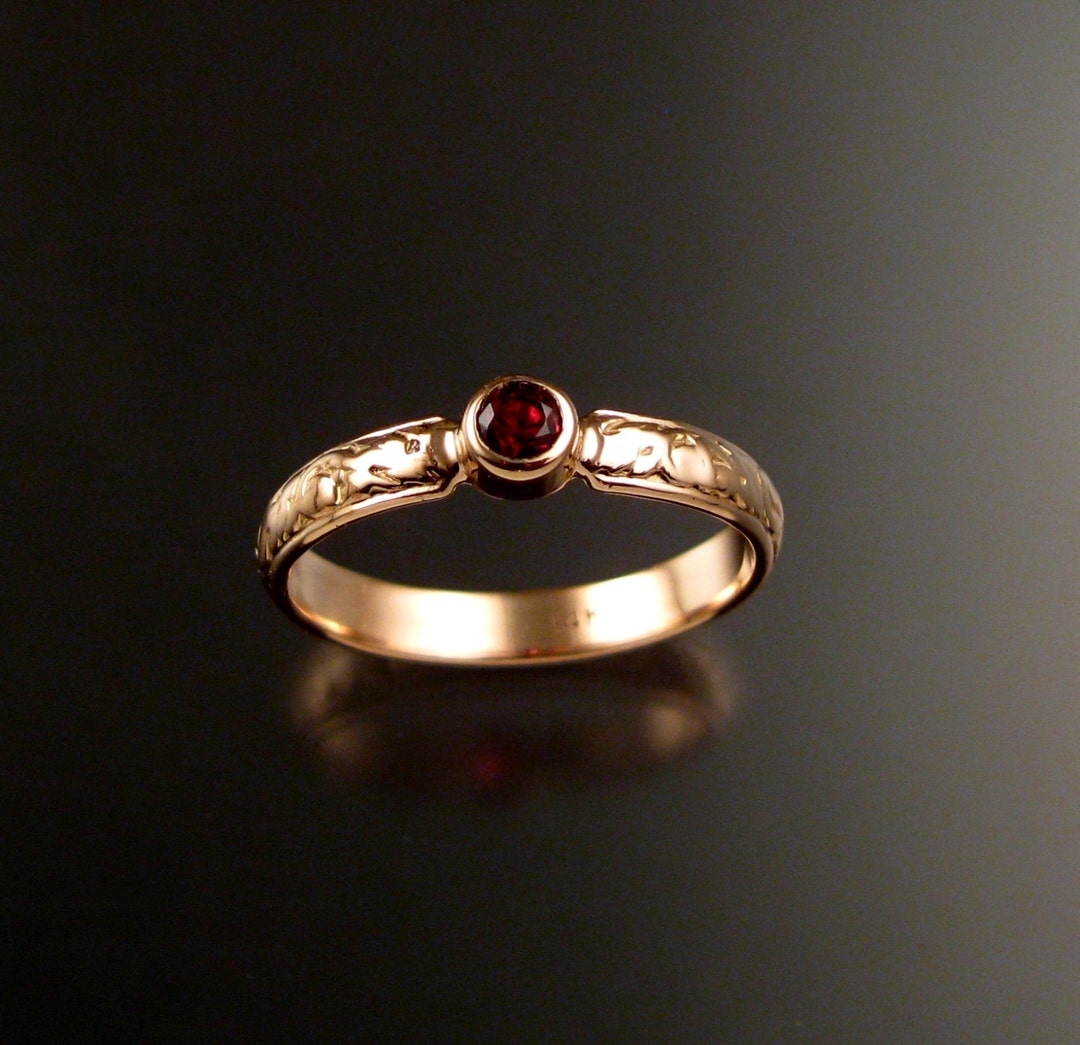 Spinel Natural Ruby Red Wedding Ring 14k Rose Gold Victorian Bezel Set ...