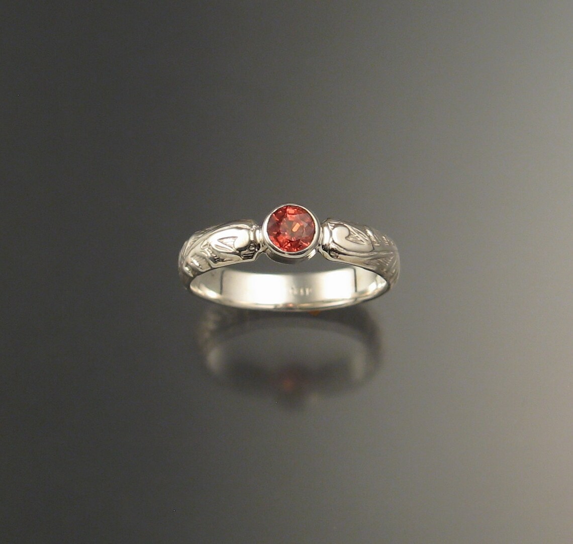 Orange Sapphire Wedding Engagement Ring Sterling Silver - Etsy