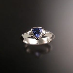 Tanzanite Triangle Ring Sterling Silver Made to Order in Your Size - Etsy