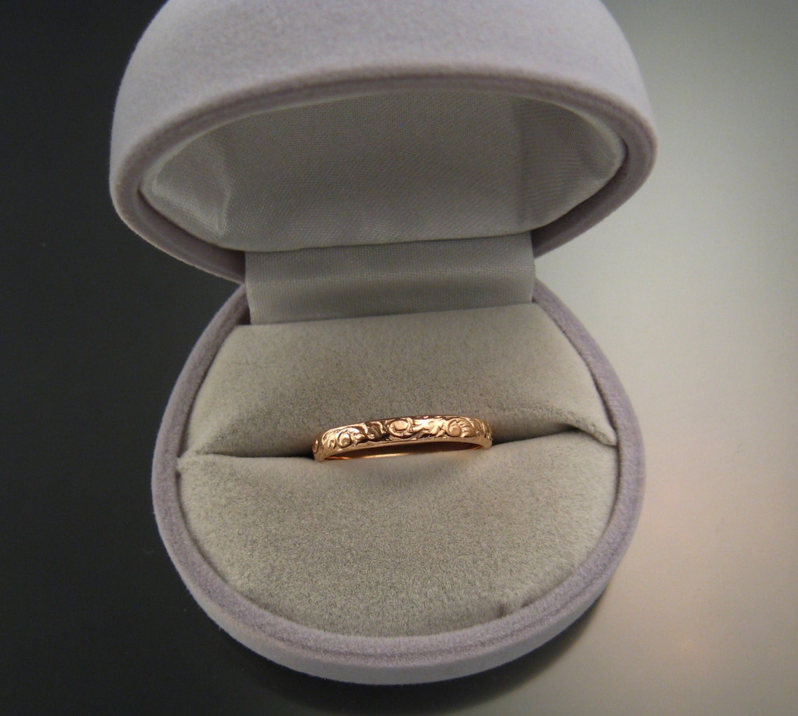 14k Rose Gold 2.7 Wide X 1mm Thick Floral Pattern Band Wedding Ring ...