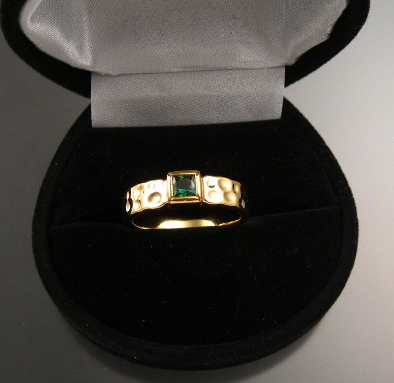 Green Tourmaline Square Moonscape Ring Emerald Substitute - Etsy