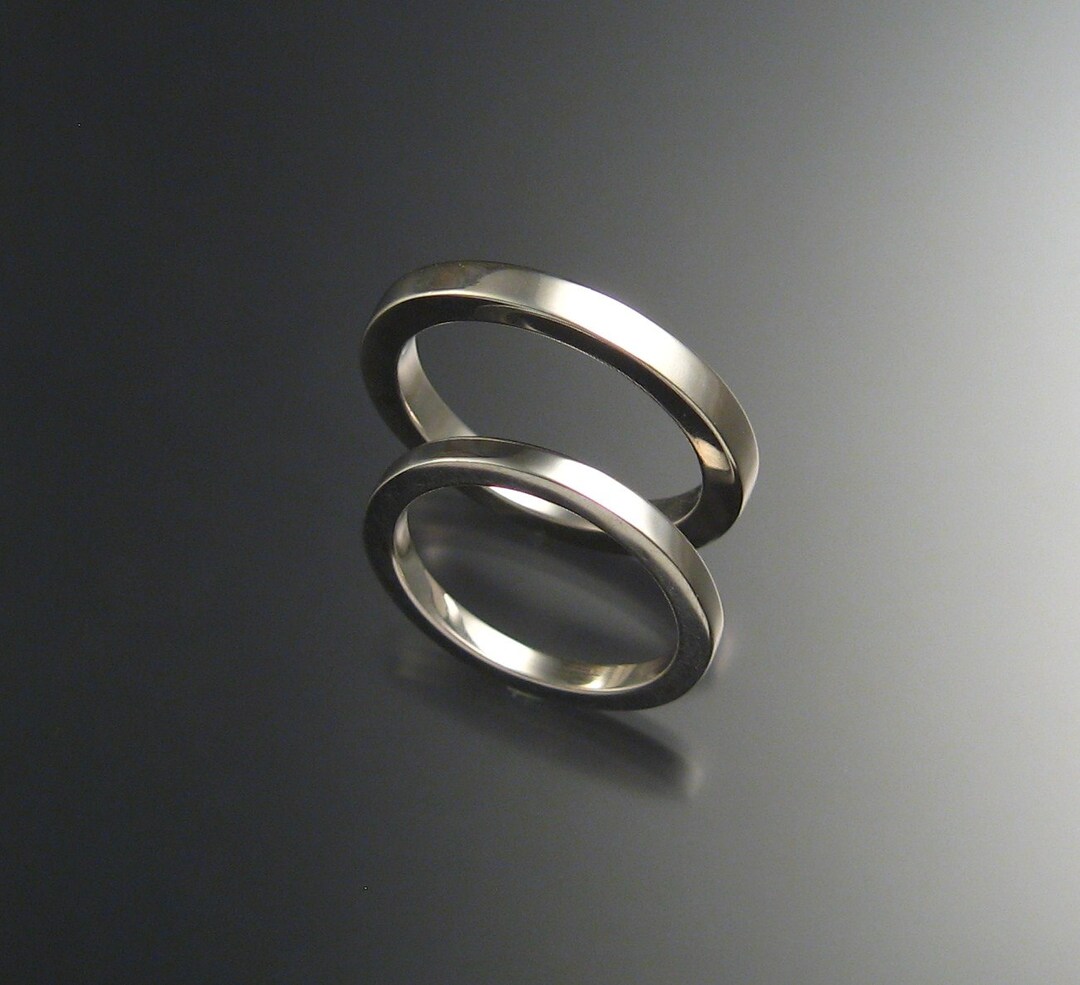Sterling Silver Square Wedding Bands His and Hers Ring Set Made to ...