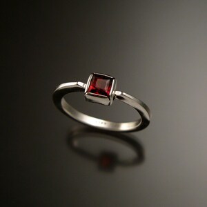 Garnet Square Stone Stackable Ring Sterling Silver Ring Made to Order ...