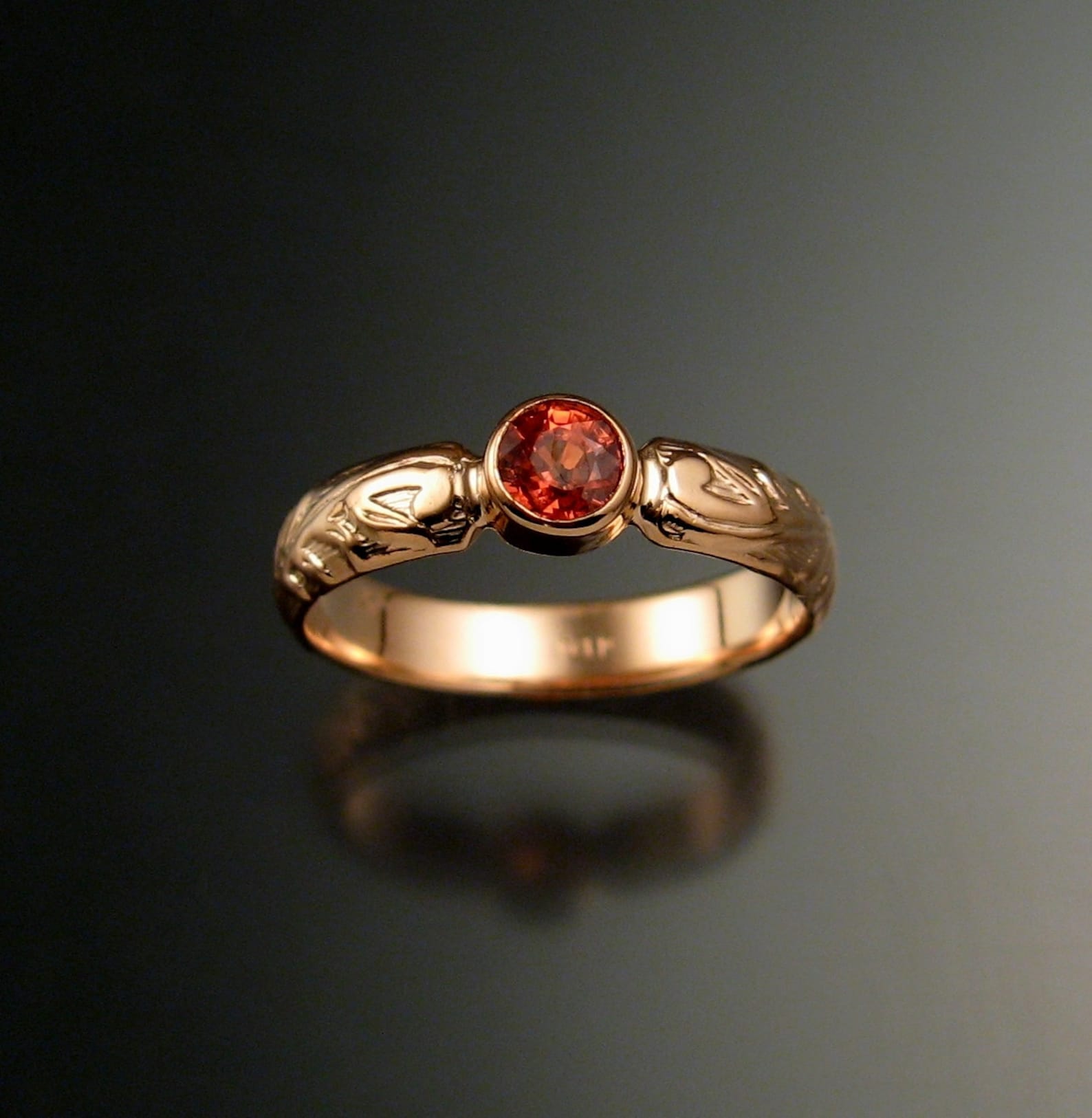 Orange Sapphire Wedding Ring 14k Rose Gold Victorian Bezel Set - Etsy