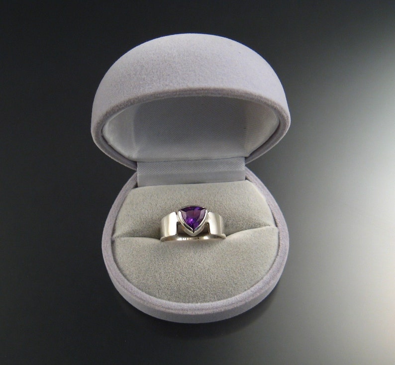 Amethyst Trillion Cut Triangle Ring Set in Sterling Silver - Etsy