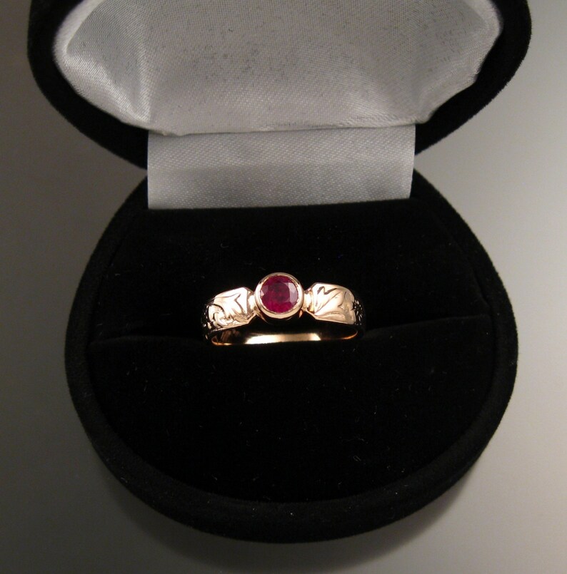Ruby Rose Gold Flower and Vine Pattern Natural Ruby 14k Pink - Etsy