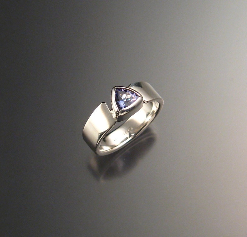 Tanzanite Triangle Ring Sterling Silver Made to Order in Your | Etsy