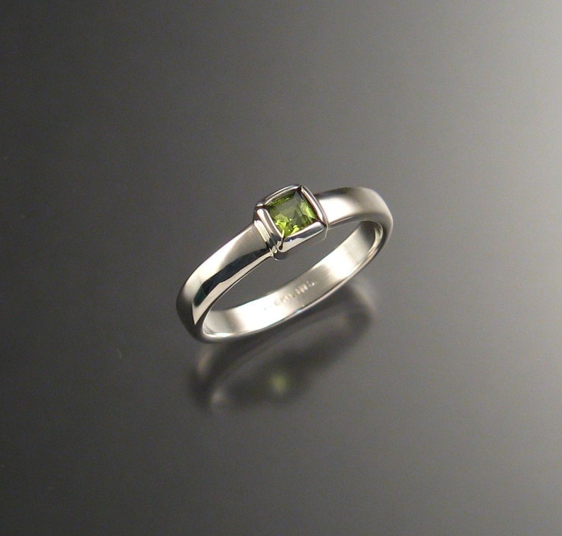 Peridot Ring Handmade to Order in Your Size Sterling Silver Square ...