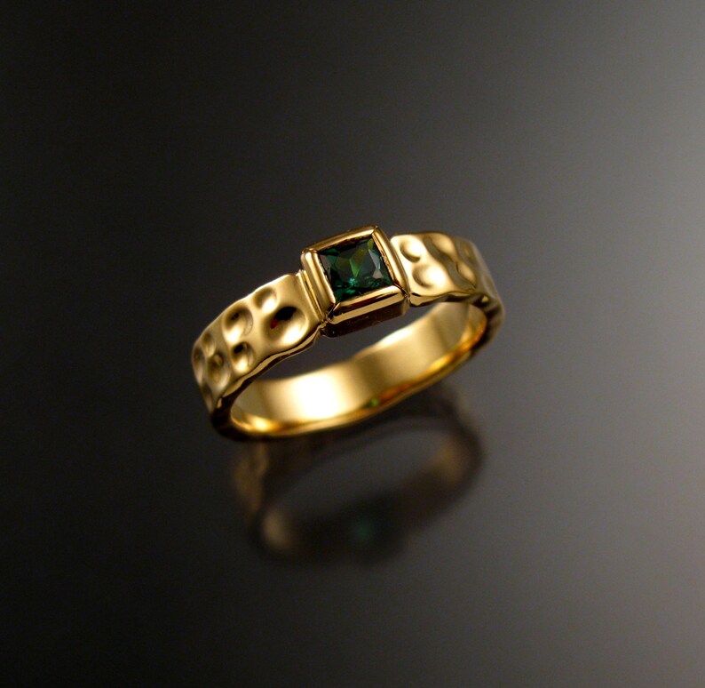 Green Tourmaline Square Moonscape Ring Emerald Substitute - Etsy