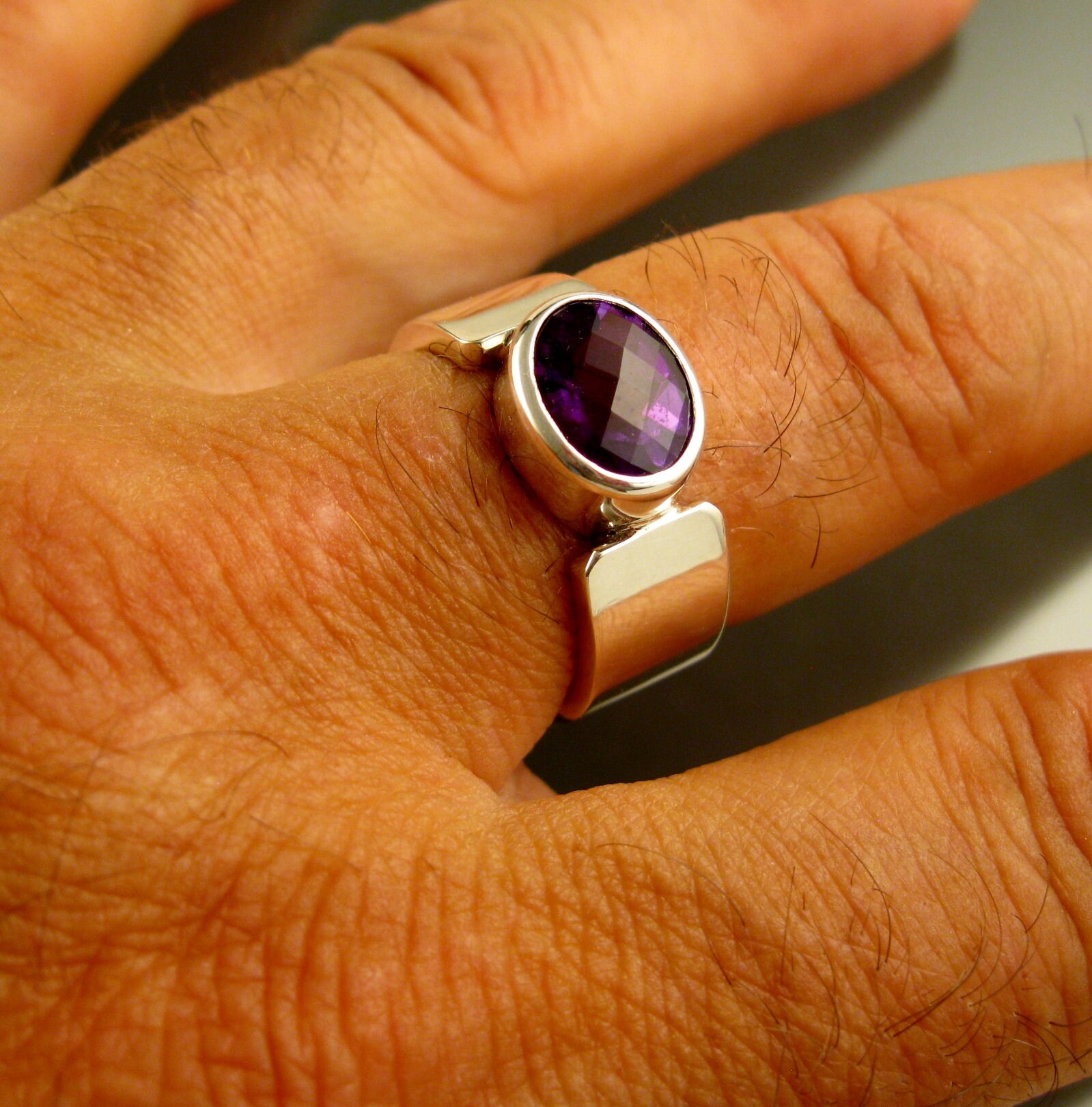 Amethyst Ring Large Checkerboard Cut Oval Ring Made To Order In Your Amethyst Ring Large Checkerboard Cut Oval Ring Made To Order In Your