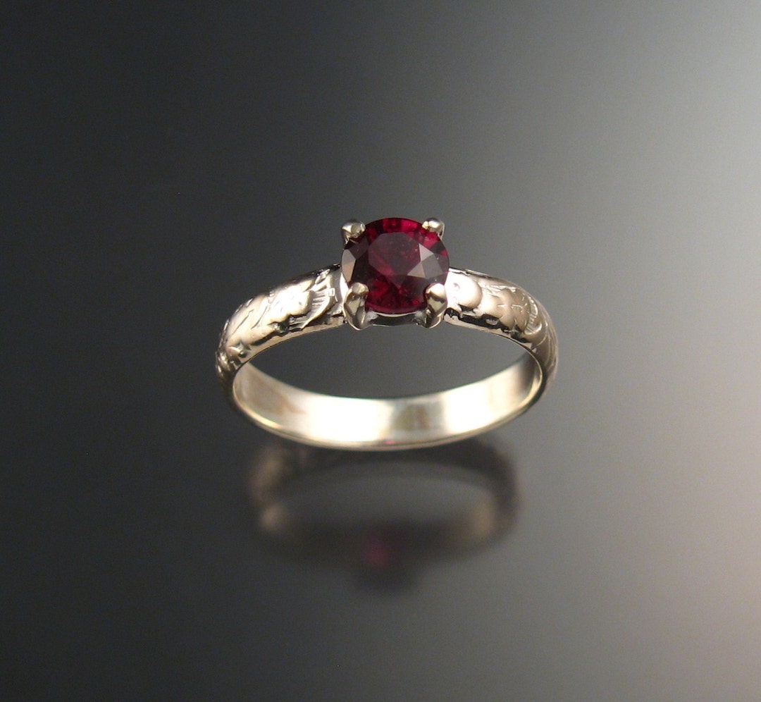Garnet Wedding Ring Sterling Silver Ruby Substitute Ring Made to Order ...