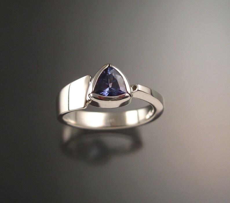 Tanzanite Triangle Ring Sterling Silver Large Stone | Etsy