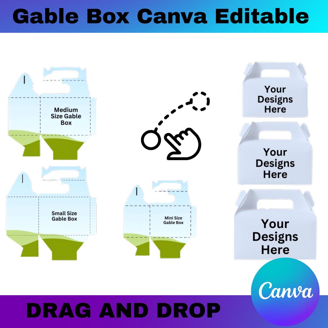 Gable Box Canva Template: Printable Gift & Party Favor Box (PDF ...