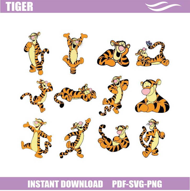 Tigger SVG Bundle: Cricut Cut Files (PNG, PDF) - Etsy Australia